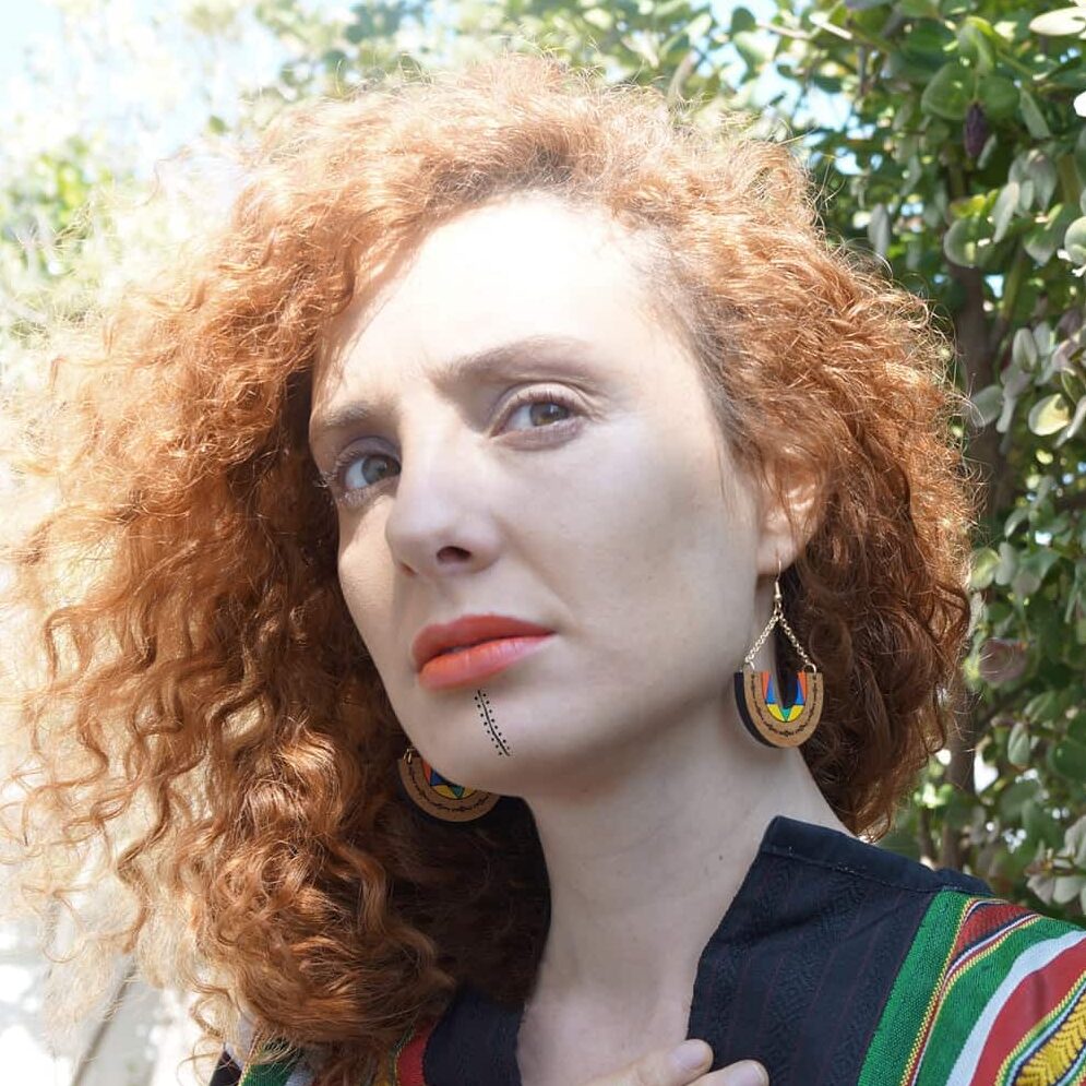 Berber earrings "Berber Arch" - Wood & Acrylic